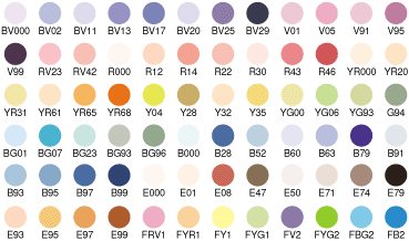 Manga Arts - Copic Sketch Colour Chart